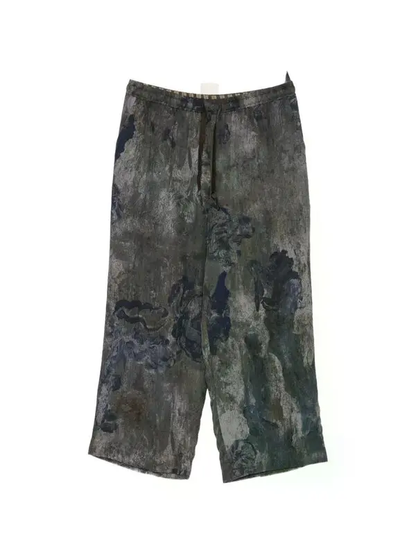 ZIGGY CHEN Abstract-print Silk Trousers - Grey