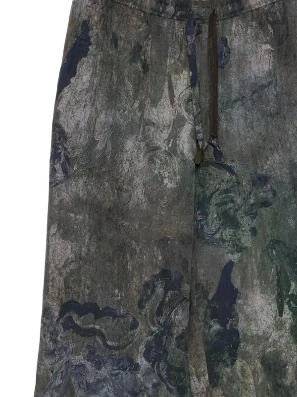 ZIGGY CHEN Abstract-print Silk Trousers - Grey