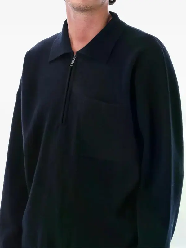ROBERTO COLLINA Quarter-zip Chest-pocket Sweater - Blue