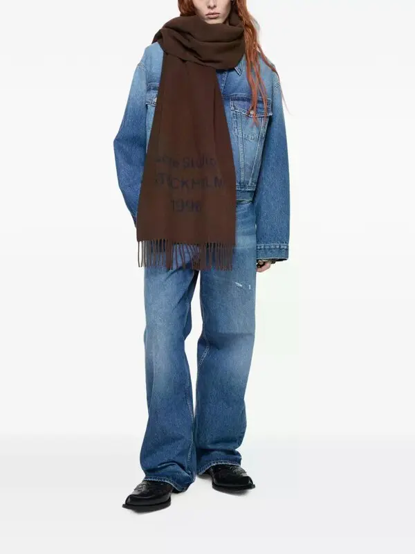 Acne Studios Wool Logo Scarf Wide