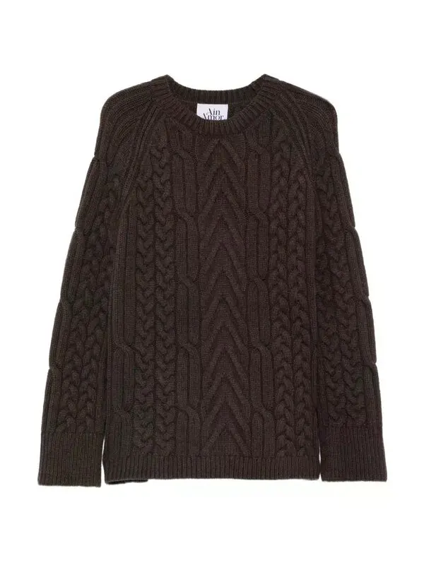 AIN AMOR Cable-knit Raglan-sleeve Sweater