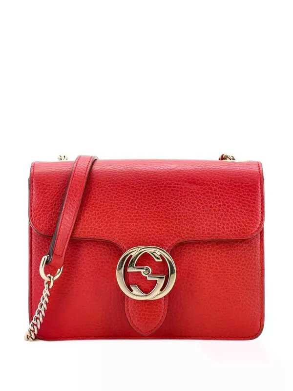 Gucci Interlocking Leather Small Shoulder Bag - Red