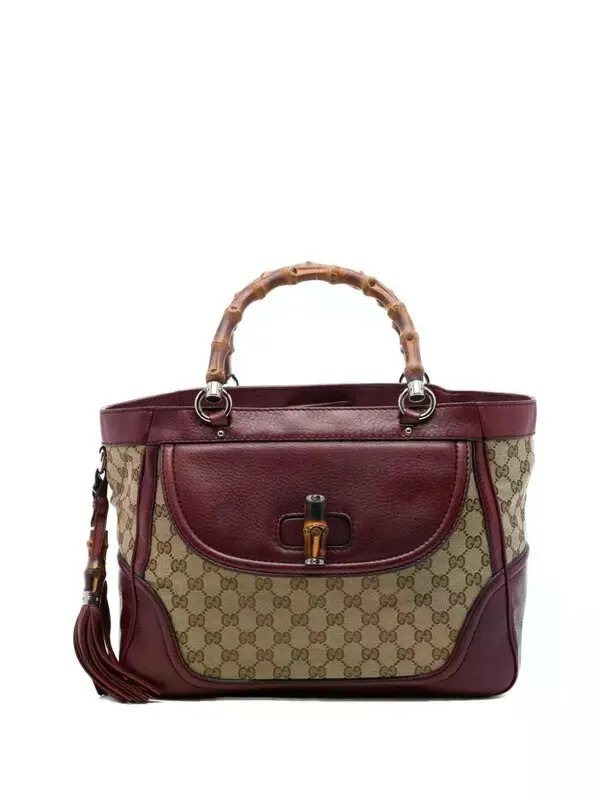 Gucci 2016-2026 Medium Gg Canvas New Bamboo Tassel Tote Bag
