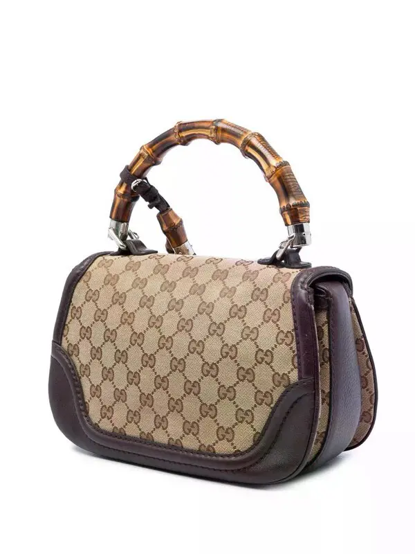 Gucci 2016-2026 Medium Gg Canvas New Bamboo Top Handle Bag Satchel