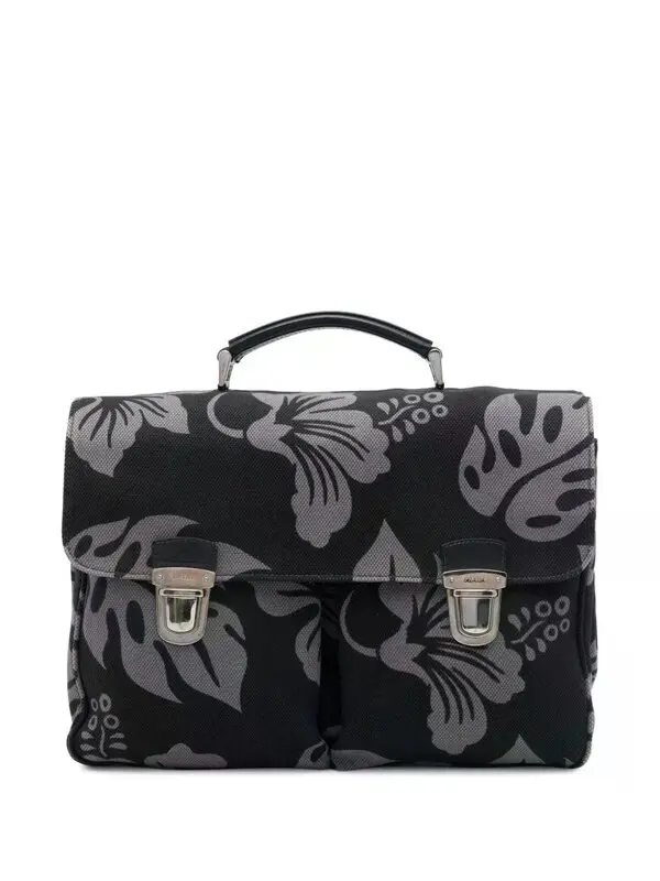 Prada 2010-2026 Canvas Floral Print Business Bag