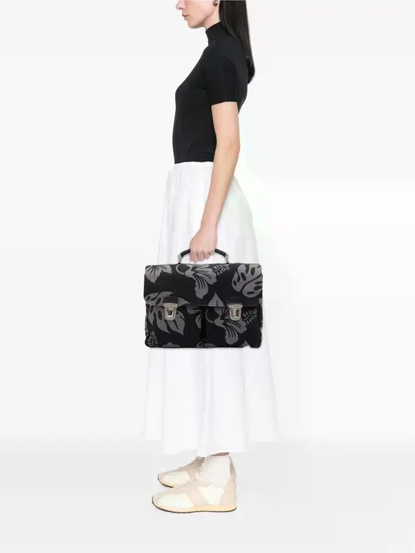 Prada 2010-2026 Canvas Floral Print Business Bag