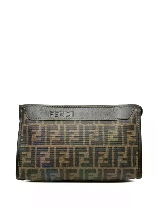 Fendi 2000-2010 Zucca Coated Canvas Clutch Bag - Brown