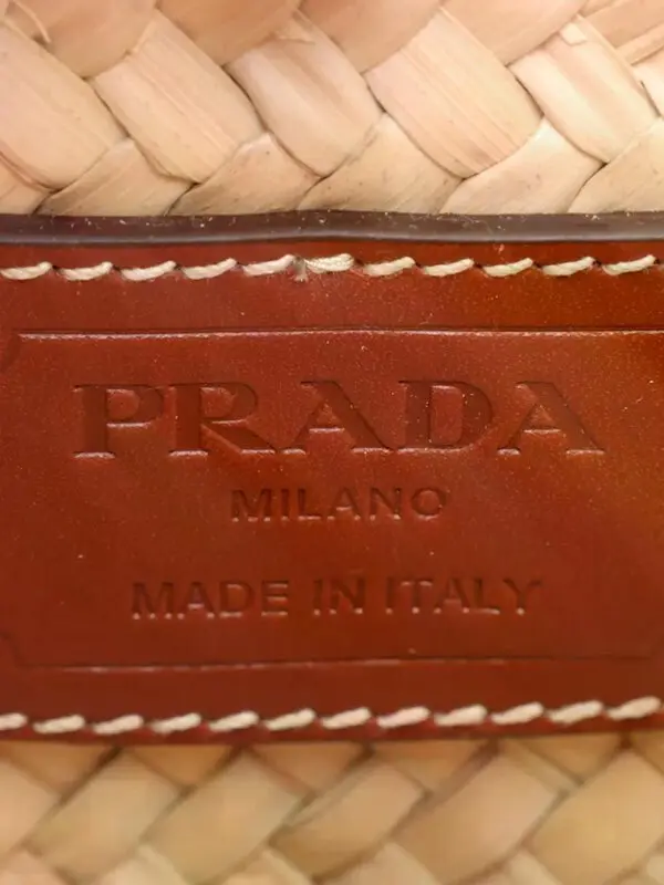 Prada 2010-2026 Woven Palm And Leather Tote Bag