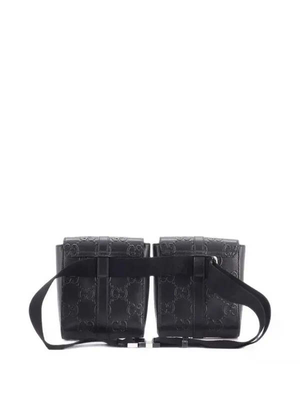 Gucci Double Gg Embossed Perforated Leather Belt Bag