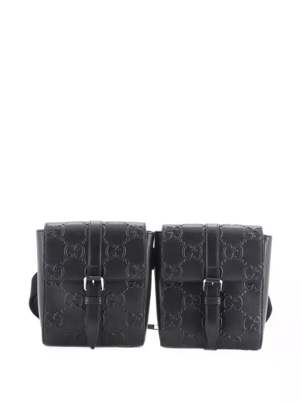 Gucci Double Gg Embossed Perforated Leather Belt Bag