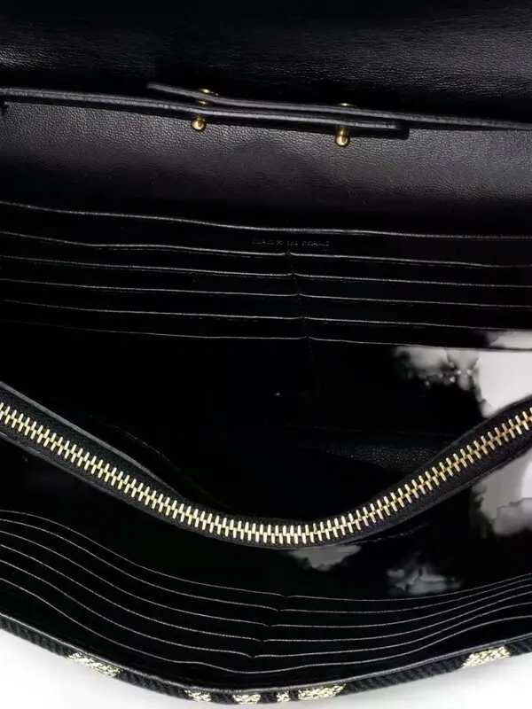 Saint Laurent Classic Monogram Wallet On Chain Woven Fabric Shoulder Bag