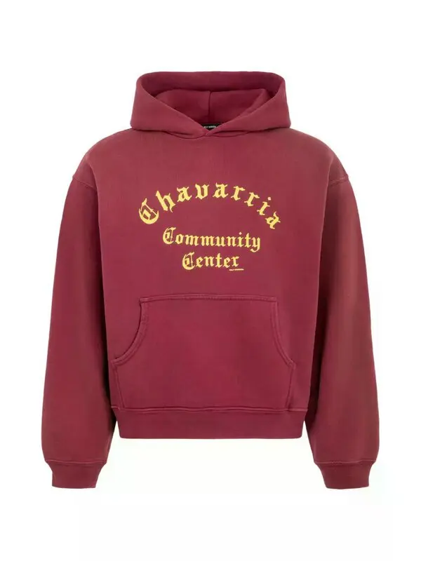 WILLY CHAVARRIA Chavarria Community Center Shrunken Cotton Hoodie - Red