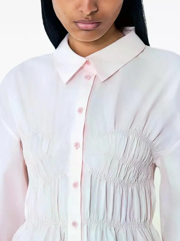 Cecilie Bahnsen Smocked Poplin Shirt - Pink