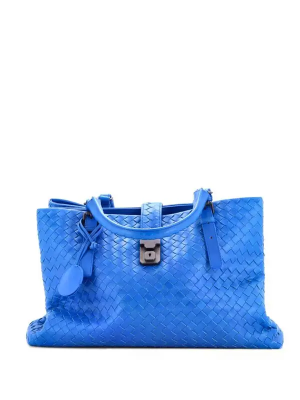 Bottega Veneta Roma Bag Intrecciato Nappa Medium Tote Bag - Blue