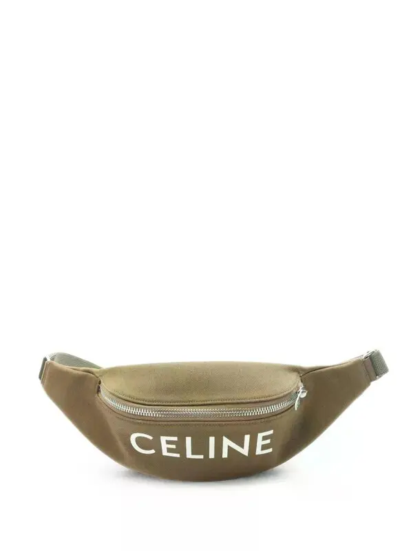 Celine 2010s Logo-print Belt Bag - Green