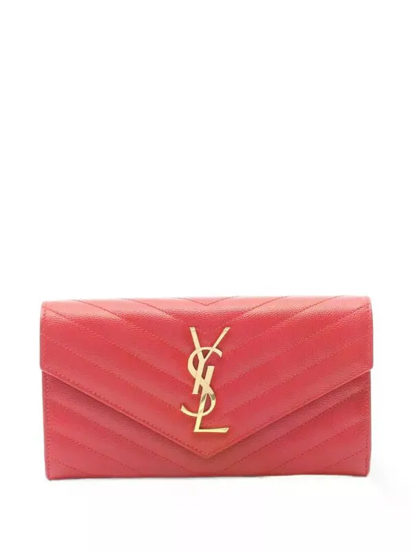 Saint Laurent 2010s Cassandre Matelassé Long Wallet - Red