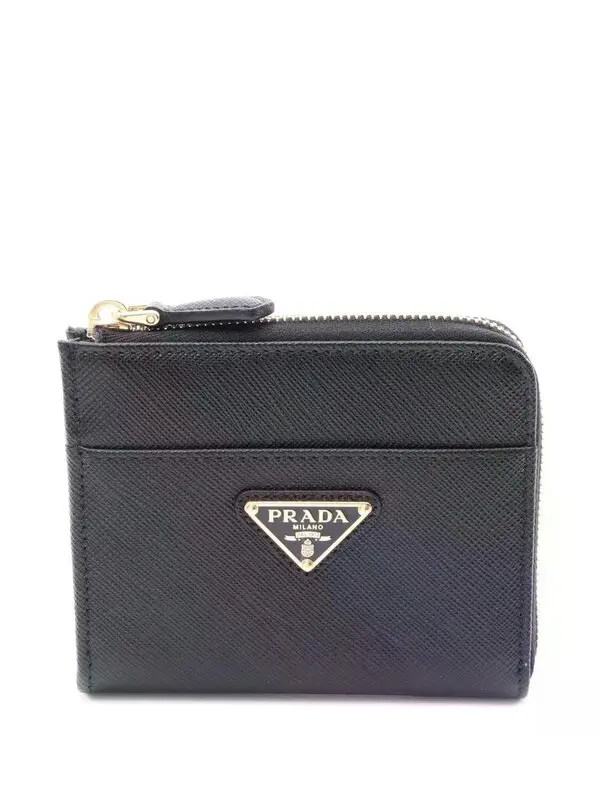 Prada 2020s Saffiano L-shaped Coin Purse - Black