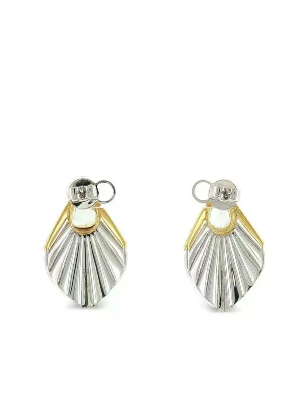HYT JEWELRY Yellow And White Diamond Earrings - Silver