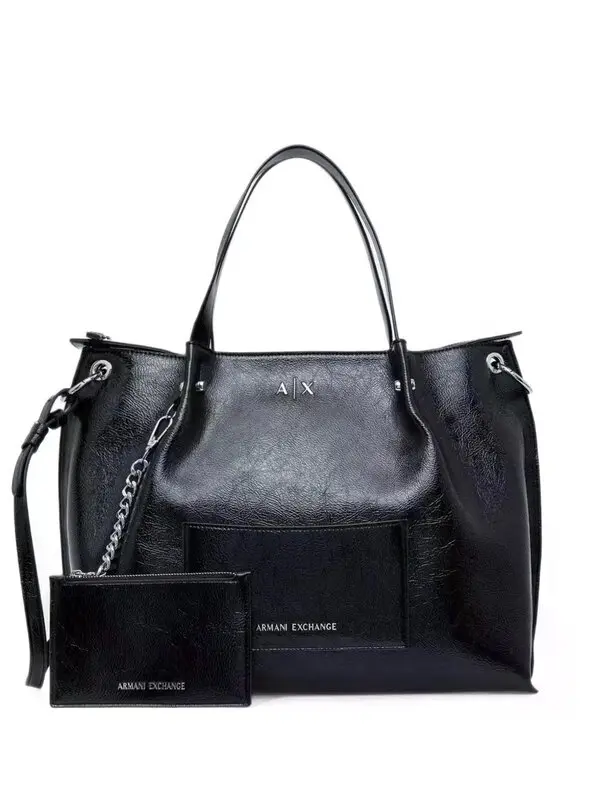 Armani Exchange Crinkled-finish Logo-plaque Tote Bag