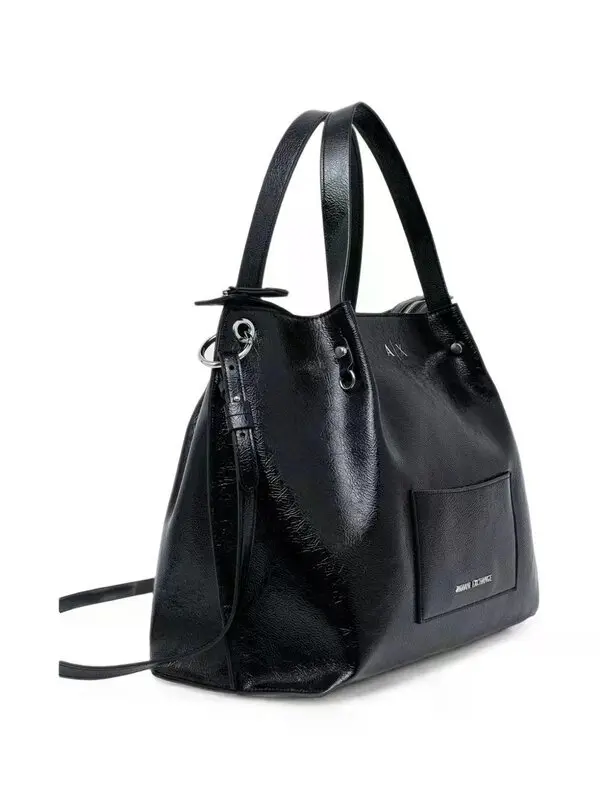 Armani Exchange Crinkled-finish Logo-plaque Tote Bag