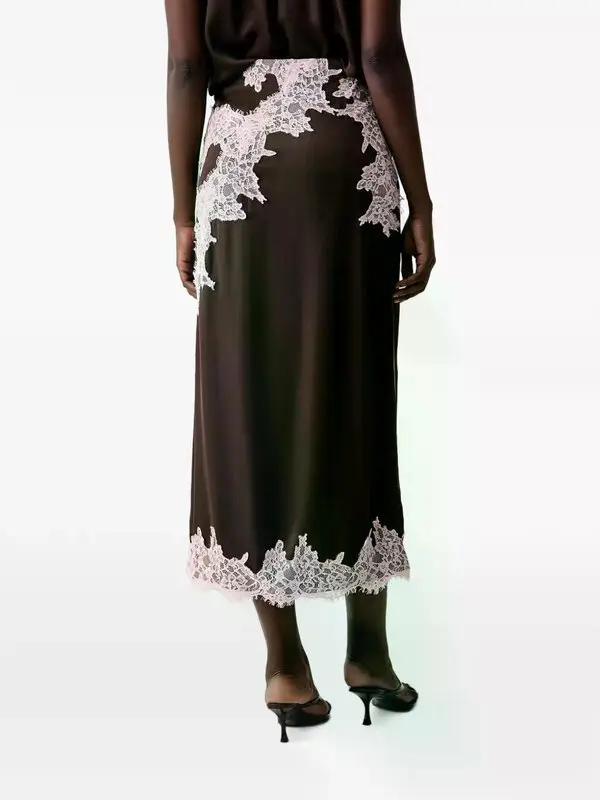 NEVER FULLY DRESSED Lace-trim Midi Skirt