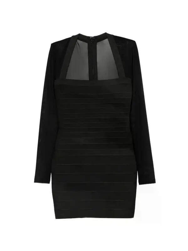 Herve Leger Mesh-panel Bandage Mini Dress - Black