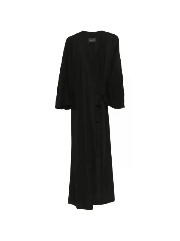 PHILIA LOFT V-neck Pleated-sleeve Maxi Dress