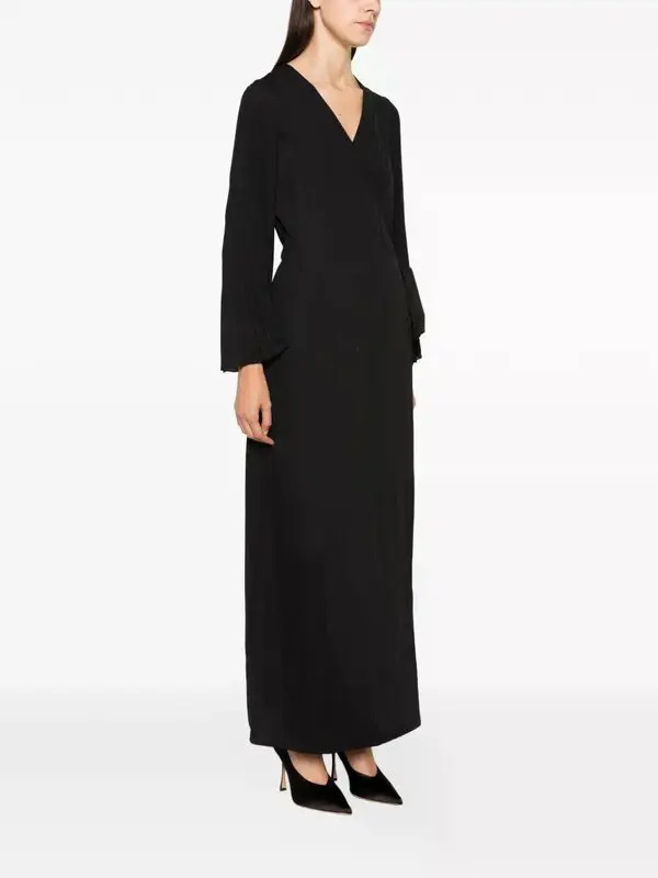 PHILIA LOFT V-neck Pleated-sleeve Maxi Dress