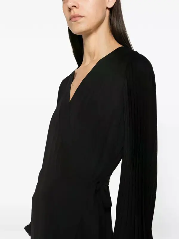 PHILIA LOFT V-neck Pleated-sleeve Maxi Dress