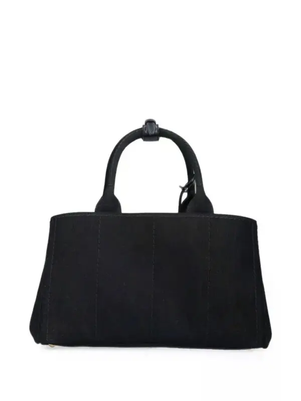 Prada Logo-embroidered Canvas Tote Bag - Black