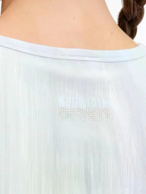 SPORTALM Ribbed-knit Rhinestone-embellished Tank Top