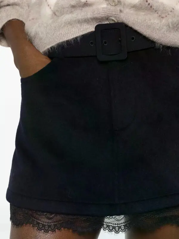 SELF-PORTRAIT Belted Lace-trim Shorts