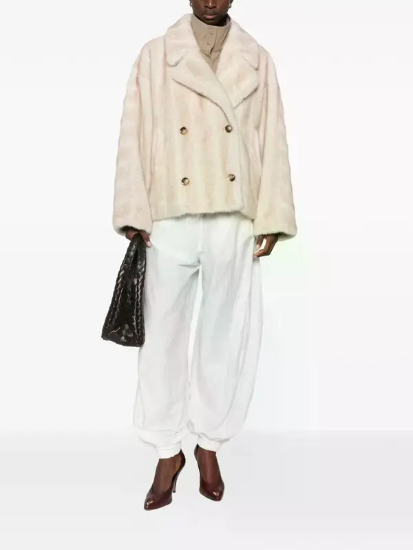 SWORD 6644 Double-breasted Faux-fur Coat