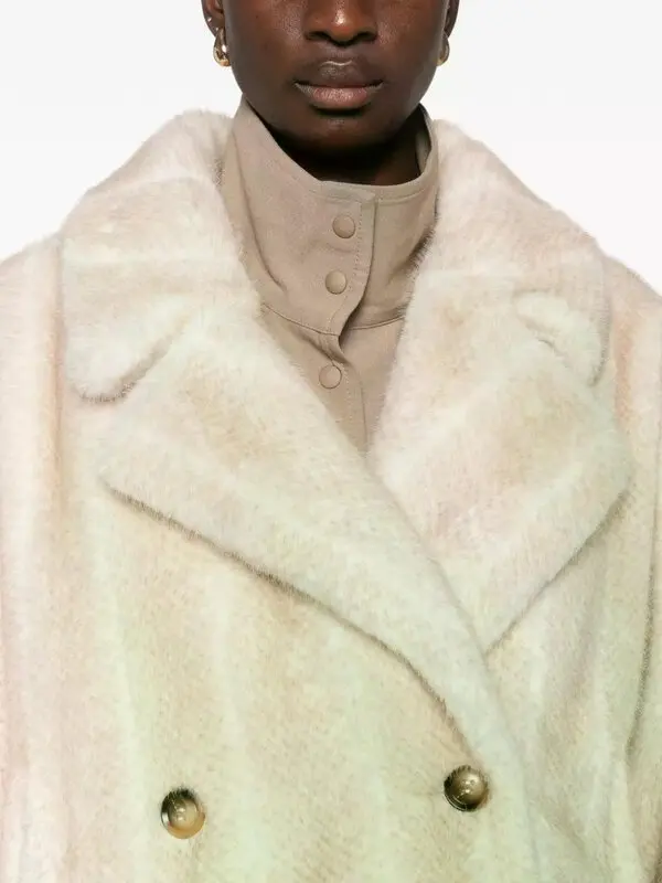 SWORD 6644 Double-breasted Faux-fur Coat