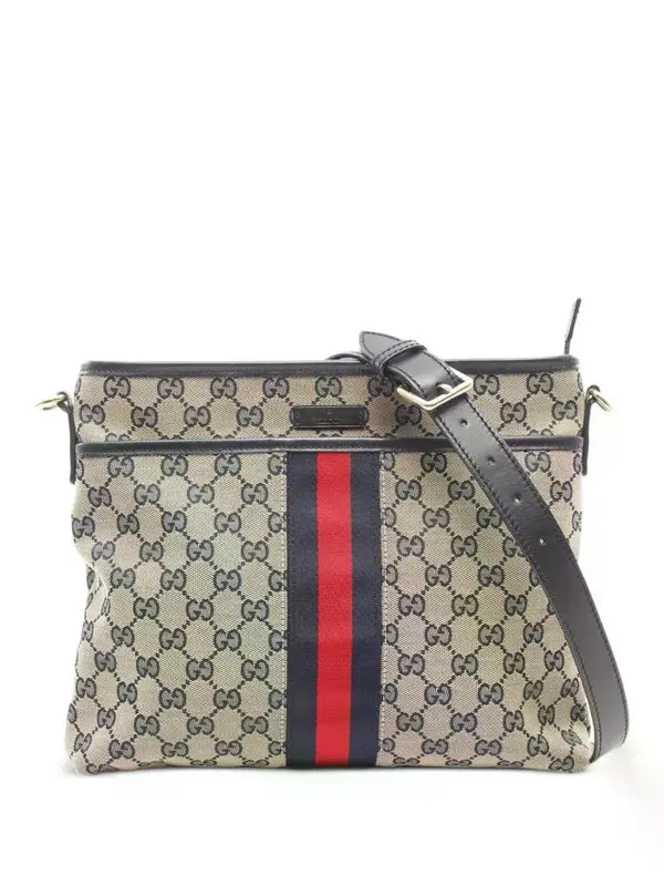 Gucci 2010s Sherry Line Gg Canvas Web Shoulder Bag