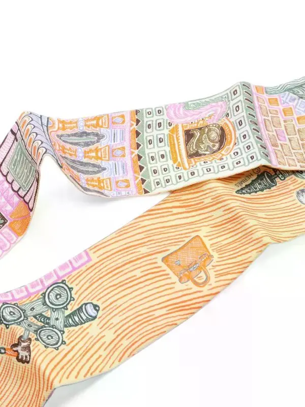 Hermès 2010s Super Silk Quest Ribbon Scarf