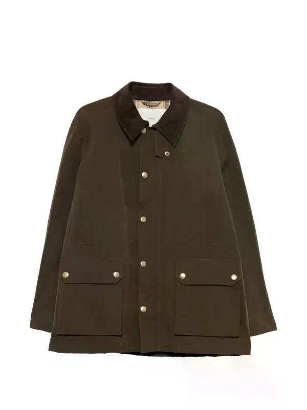 DUNST Corduroy-collar Flap-pocket Coat