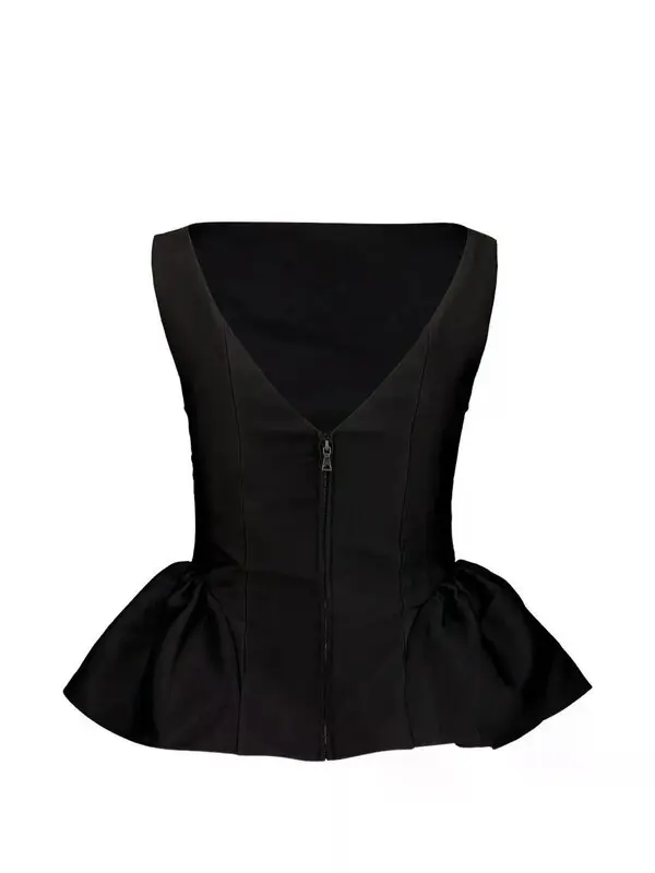 Roland Mouret Taffeta Gathered-hem Top - Black