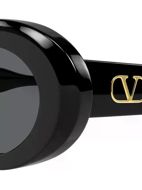 Valentino Garavani Vlogo Oval-frame Sunglasses - Black