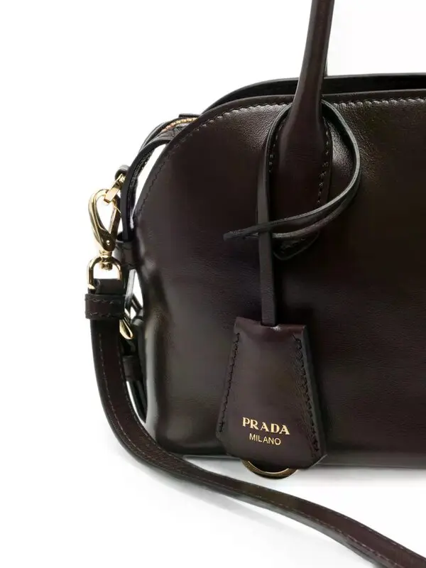 Prada Logo-print Leather Tote Bag - Brown