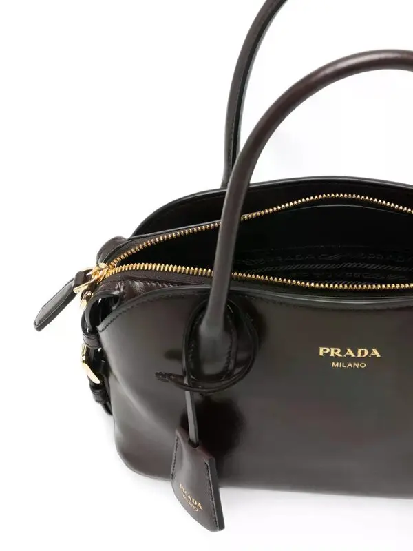 Prada Logo-print Leather Tote Bag - Brown
