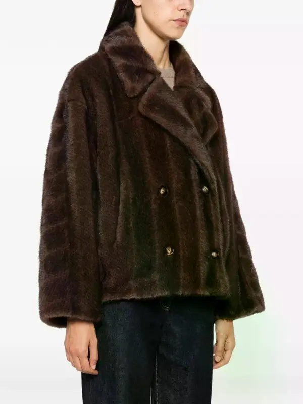 CENERE GB Double-breasted Faux-fur Coat