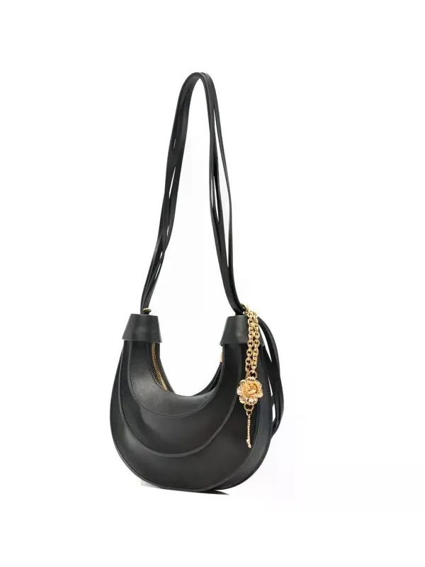 Farm Rio Small Mezzaluna Leather Shoulder Bag - Black