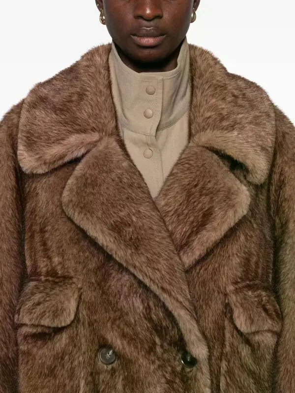 SWORD 6644 Double-breasted Faux-fur Coat