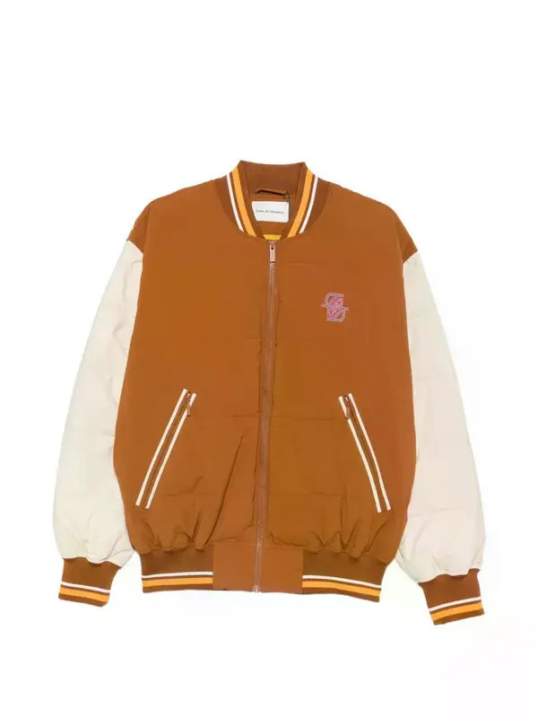 Drole De Monsieur Embroidered Padded Jacket - Brown