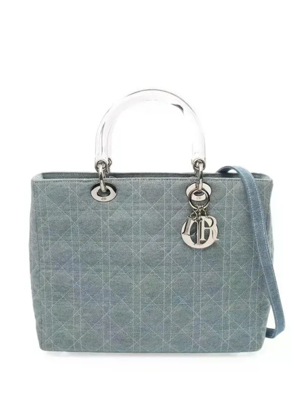 Dior 2010s Large Lady Cannage Handbag - Blue