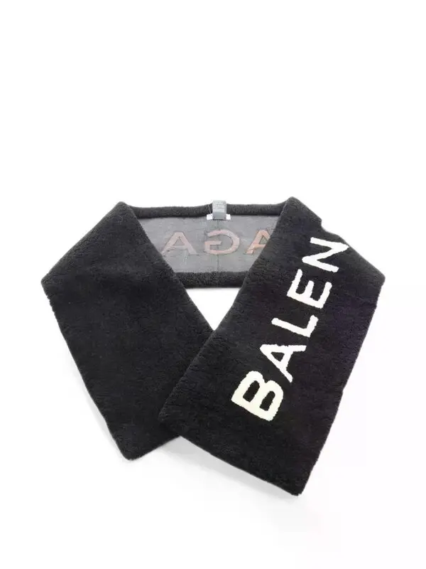 Balenciaga 2010s Logo Mouton Scarf - Black