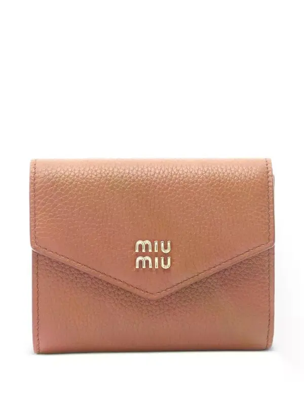 Miu Miu 2020s Vit Daino Trifold Wallet - Brown