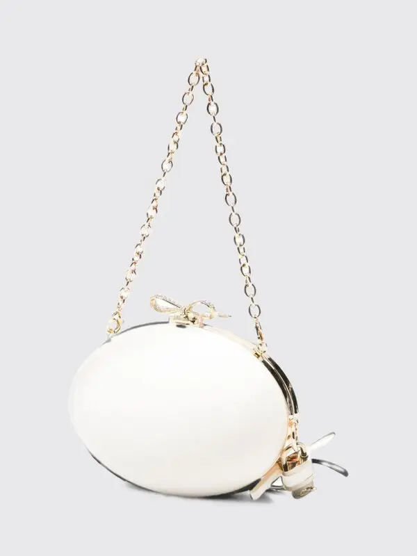 SELF-PORTRAIT Oval Satin Mini Clutch With Crystals And Metal Mesh Handle