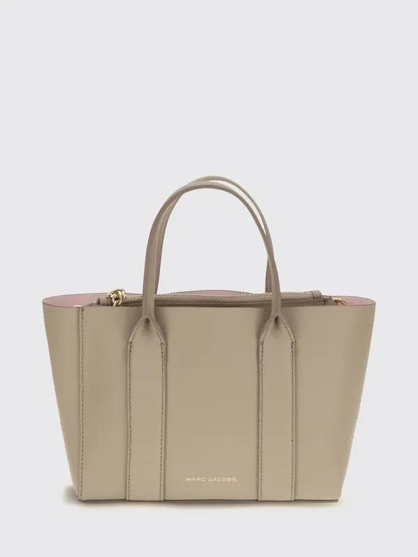 Marc Jacobs The Pop J Marc Work Tote Mini Grained Leather Bag With Shoulder Strap - Grey